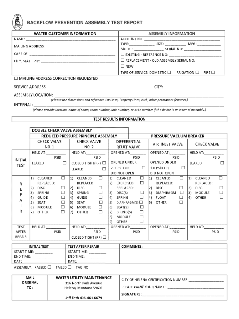 Fillable Online Backflow Prevention and Cross Connection Control ...