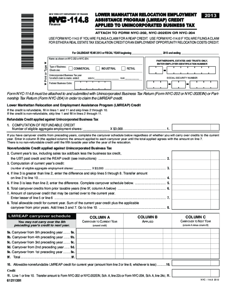Fillable Online Fillable Online Form NYC-114.8 Download Printable PDF ...
