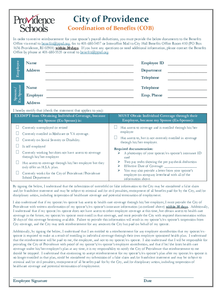 Fillable Online City of Providence HR Benefits - Active Police Benefits ... Fax Email Print ...