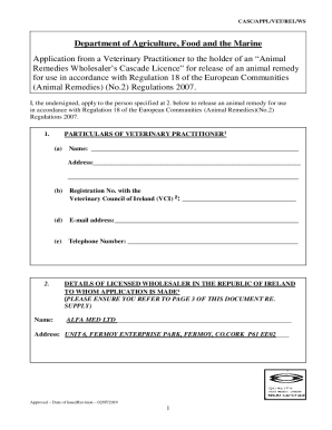 Fillable Online Veterinary Medicine Forms - gov.ie Fax Email Print ...