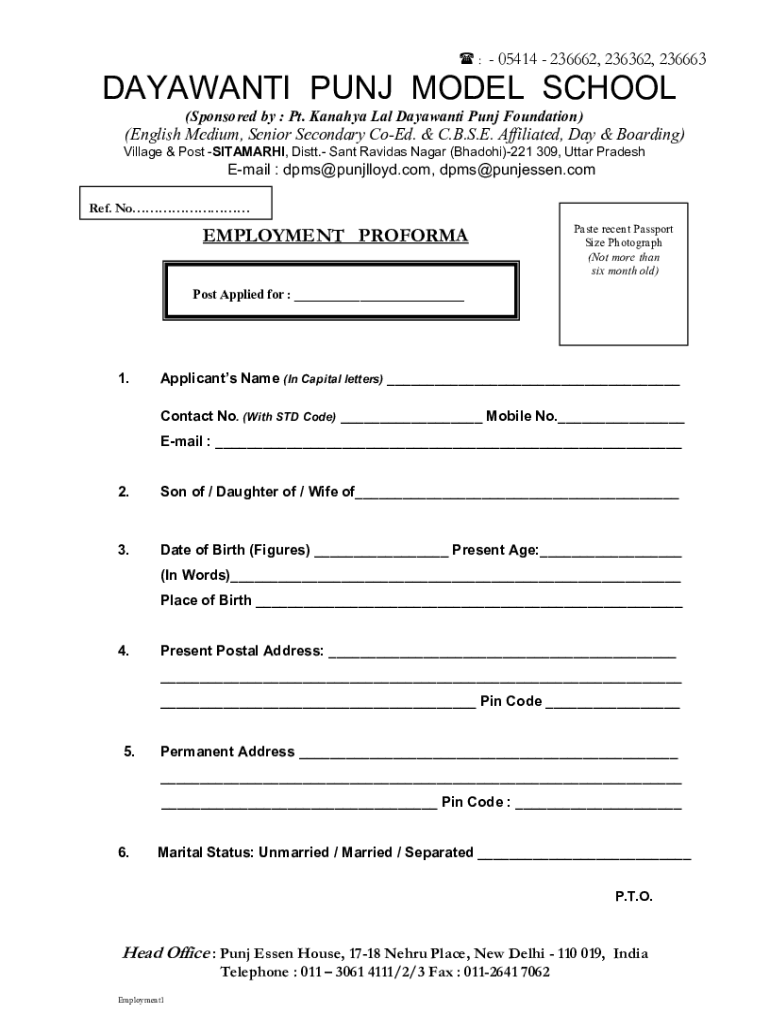 Fillable Online Dayawanti Punj Model School 1274th best school in India ... Fax Email Print ...