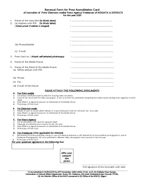 Fillable Online Renewal Form for Press Accreditation Card Fax Email ...
