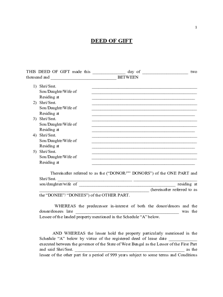 Fillable Online Gift Deed Format of Immovable Property - LawRato.comThe ...