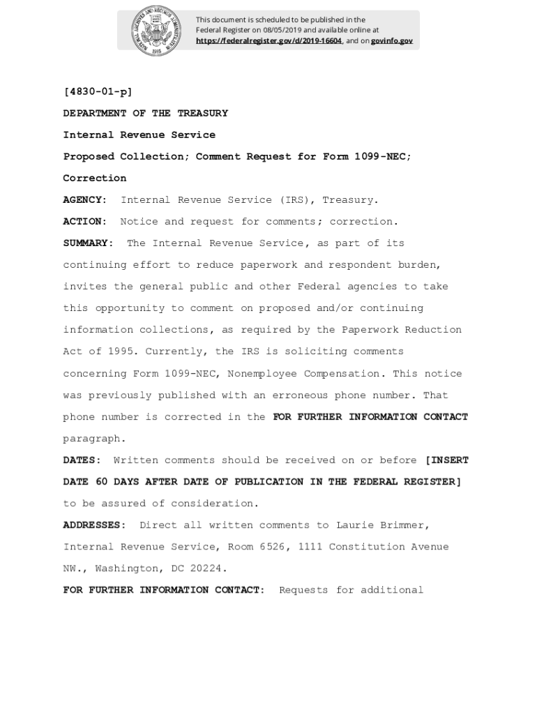 Fillable Online Comment Request for Form 1099-NEC Fax Email Print ...