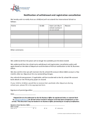 Fillable Online Notification of withdrawal and registration ...