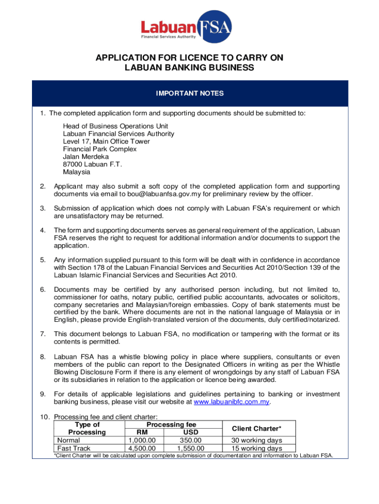 Fillable Online APPLICATION FOR LICENCE TO CARRY ON LABUAN MONEY ...