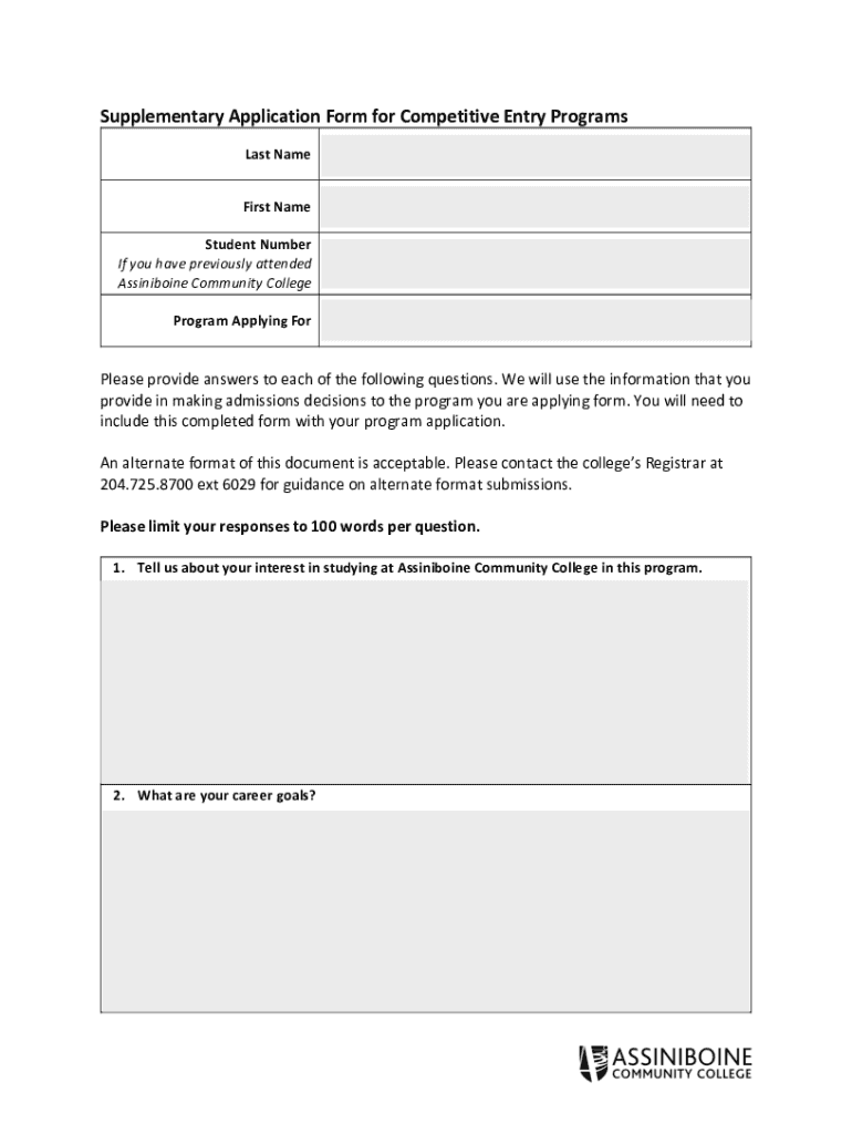 Fillable Online Supplemental Application Form for CAS ...
