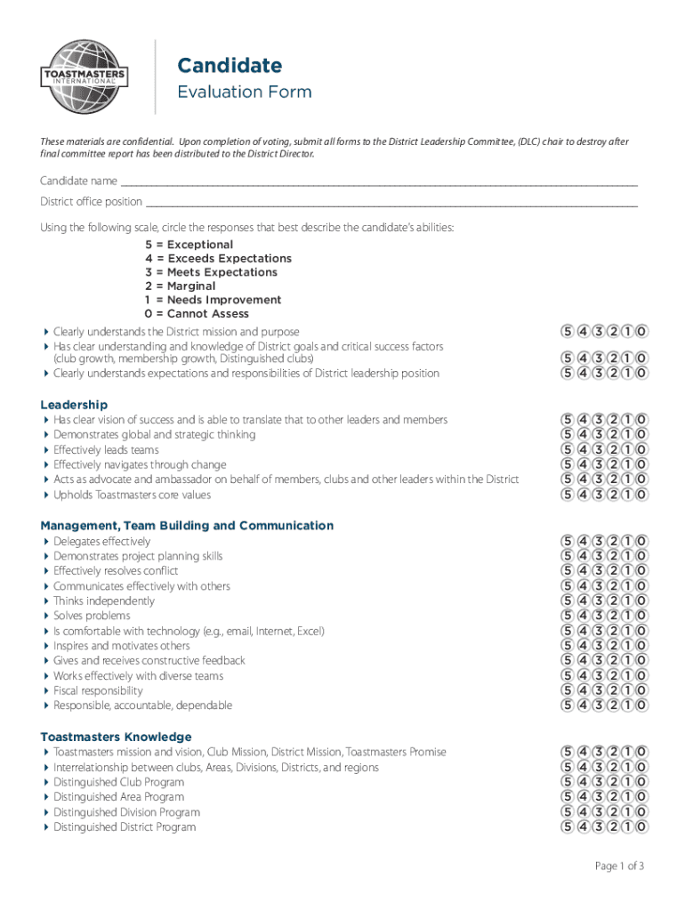 Fillable Online 9+ Examples of Candidate Evaluation Forms ...