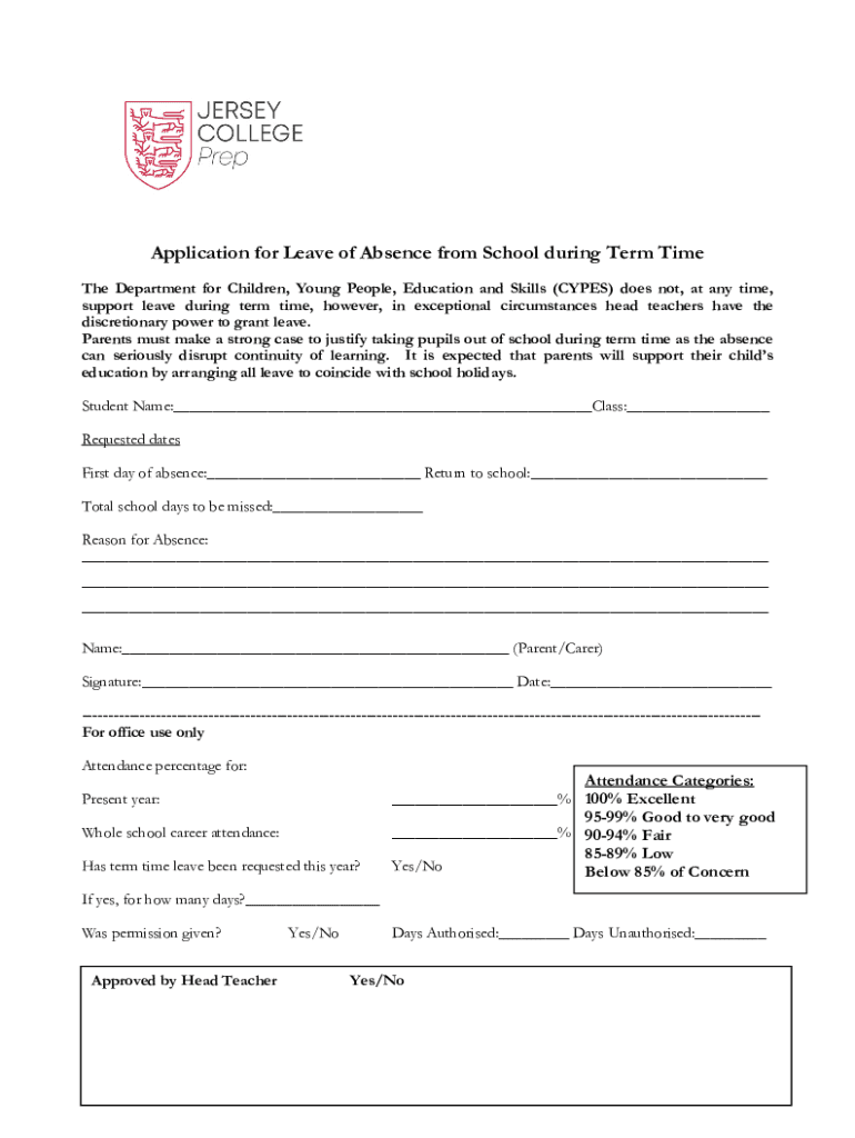 Fillable Online Application For Leave of Absence - 5+ Sample ...