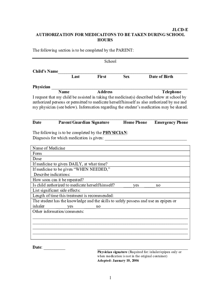 Fillable Online Fillable Online AUTHORIZATION FOR MEDICAITONS TO BE TAKEN ... Fax Email Print ...