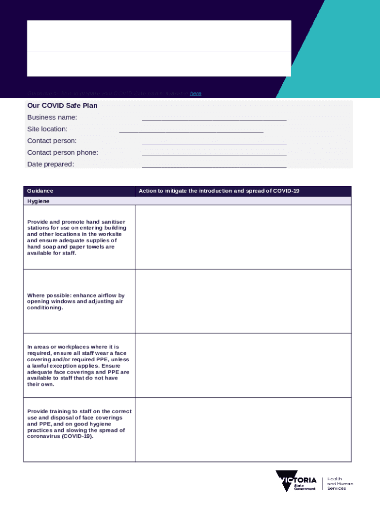 COVID Safe plan - rbg.vic.gov.au Doc Template | pdfFiller