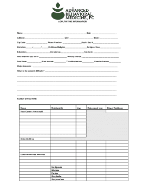 Fillable Online Intake/Assessment Form Fax Email Print - pdfFiller