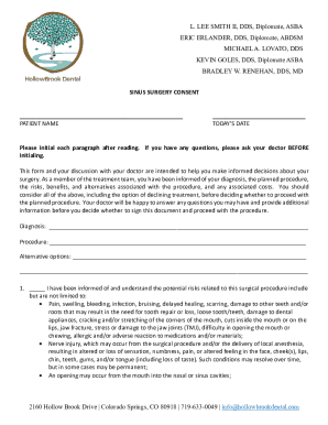 Fillable Online CONSENT FORM - SINUS SURGERY - Sept 2020.docx Fax Email ...