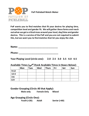 Fillable Online Match Maker Form.docx Fax Email Print - pdfFiller