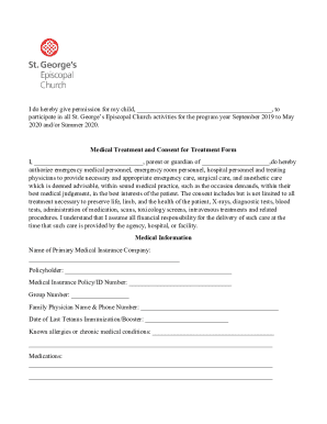 Fillable Online Medical Treatment and Consent for Treatment Form Fax ...