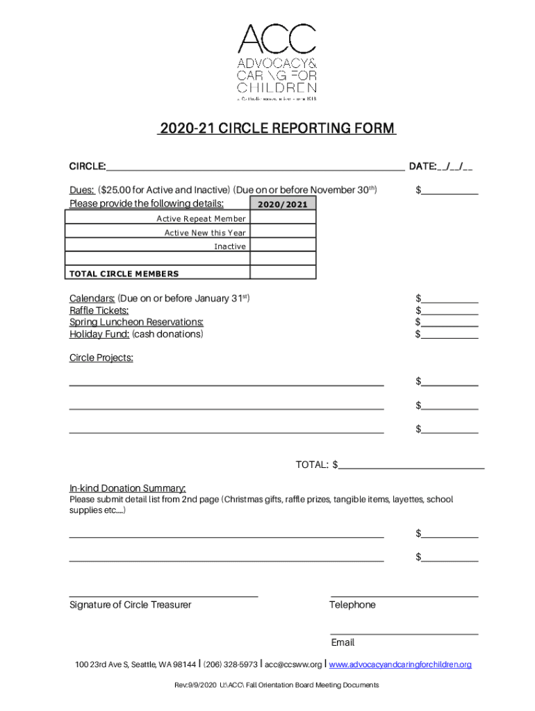 Fillable Online 20-21Circle Report Form Fax Email Print - pdfFiller