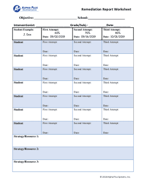 Fillable Online Remediation Report Worksheet - Alpha Plus Fax Email ...