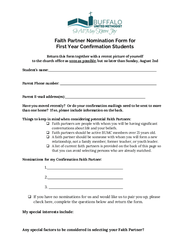 Fillable Online Writing a letter to your confirmation candidate20 ...