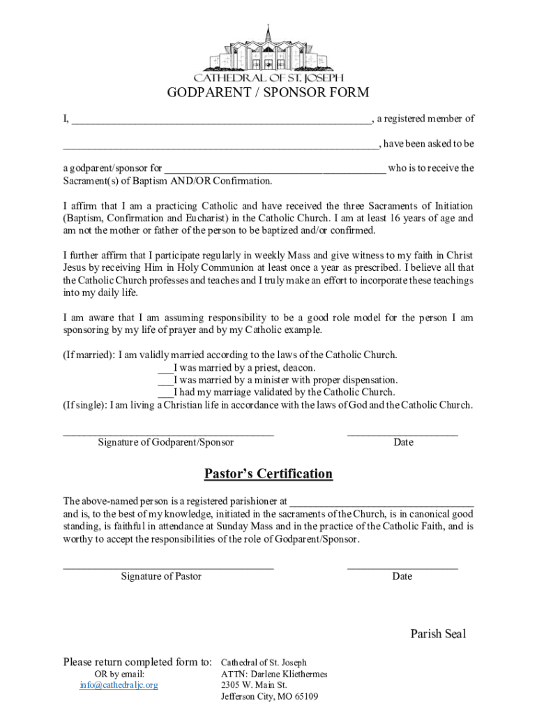 Fillable Online Godparent Eligibility FormGodparent Eligibility ...
