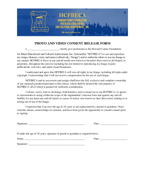 Fillable Online PHOTO AND VIDEO CONSENT RELEASE FORM Fax Email Print ...