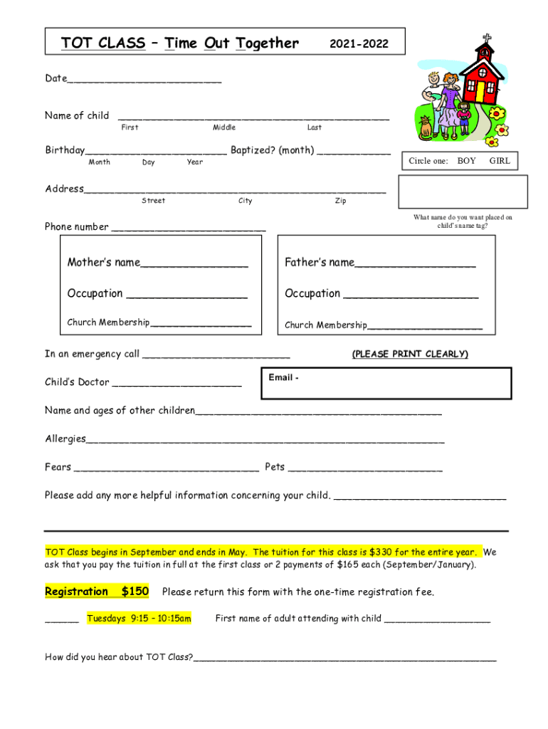 Fillable Online 2021-2022 TOT enrollment form .docx Fax Email Print ...