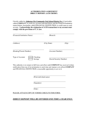 Fillable Online ACH Authorization FormsFree Direct Deposit ...