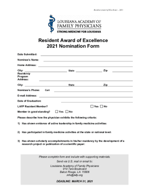 Fillable Online Award Nomination Form Template - 12+ Free Word, PDF ...