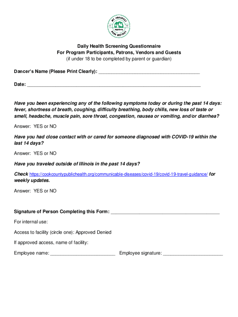 Fillable Online 10+ Health Screening Questionnaire Templates in PDFDOC ...