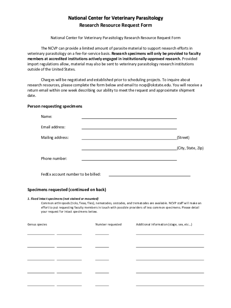 Fillable Online Research specimen request form 2019.docx Fax Email ...