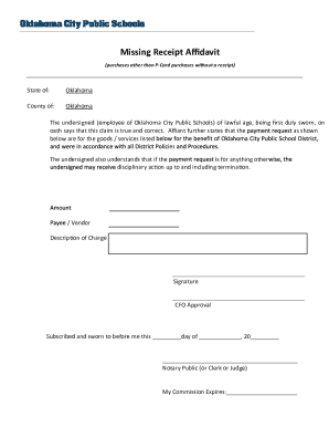 Fillable Online Missing Receipt Adavit Fax Email Print - pdfFiller