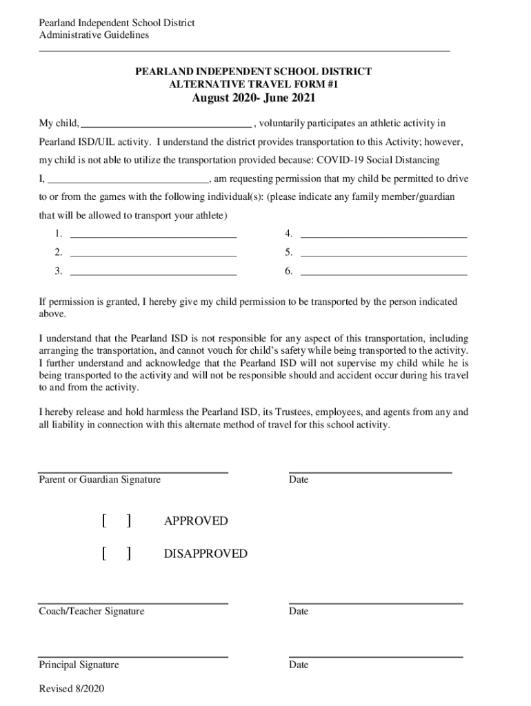 Fillable Online Pearland Independent School District / HomepageBack to school update: Pearland ...