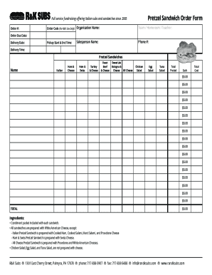 Fillable Online R&K-2019-Sandwich-Order-Form-50 Fax Email Print - pdfFiller