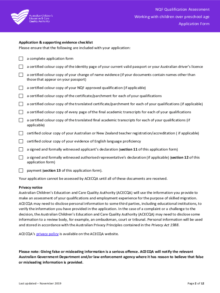 Fillable Online Qualifications for centre-based services with children ...