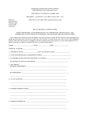 Fillable Online HCO PL 19. 4. 68 HGC PC REVIEW AUDITING FORM Fax Email ...