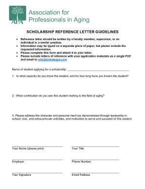 Fillable Online APA Scholarship Reference Form 2020 Fax Email Print - pdfFiller