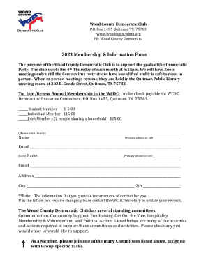 Fillable Online WCDC Annual Membership & Information form Fax Email ...