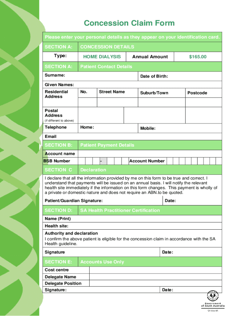 Fillable Online Dialysis concession form-HSP-300112.doc Fax Email Print ...
