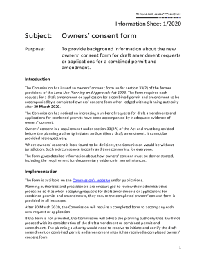 Fillable Online Information Sheet No. 1-2020 - Owners' consent form ...