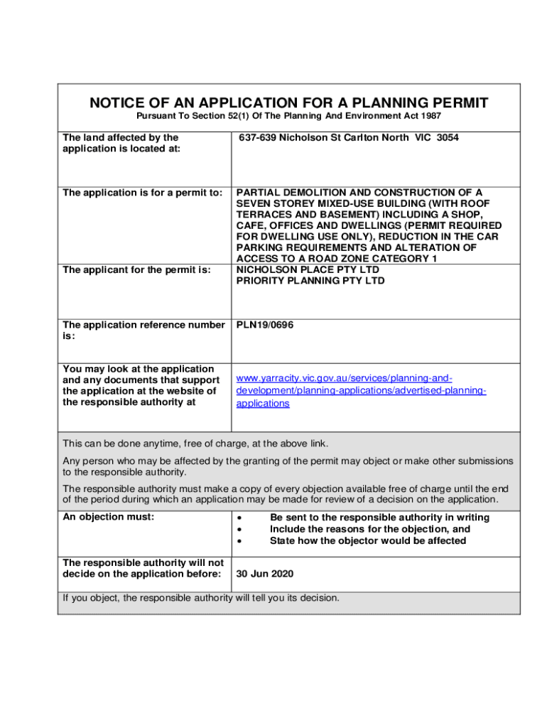 Fillable Online Application for Planning Permit form.pdf Fax Email ...