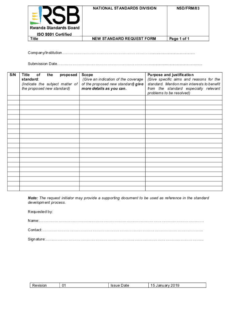 Fillable Online New standard Request Form Fax Email Print - pdfFiller