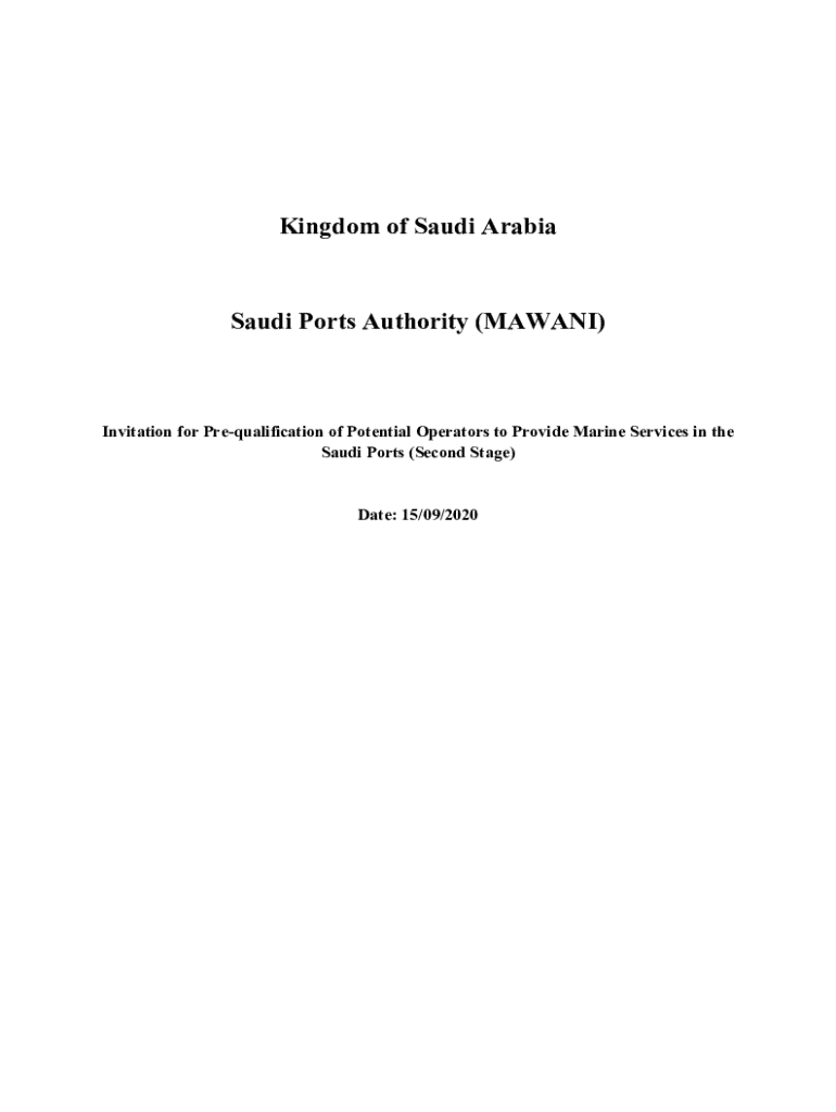 Fillable Online Kingdom of Saudi Arabia Saudi Ports Authority (MAWANI ...