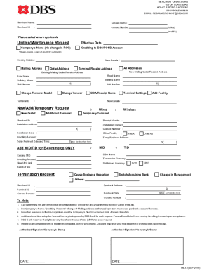 Fillable Online Update/Maintenance Request - DBS Fax Email Print ...