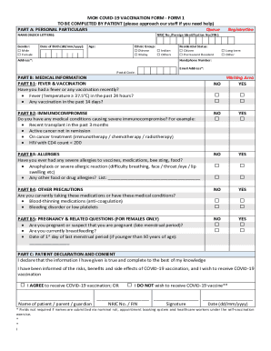 Fillable Online MOH MODERNA COVID-19 VACCINATION FORM - FORM 1 PART A ...