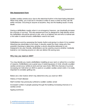 Fillable Online Site Assessment Form - Risk Assessment Products Fax ...