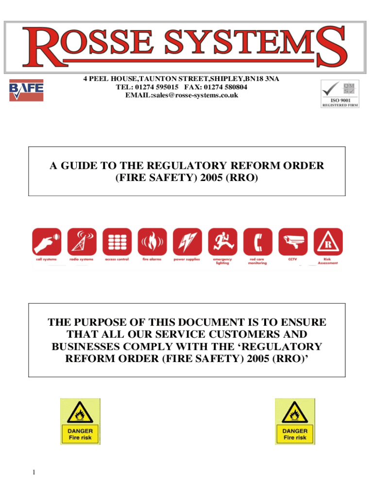 Fillable Online A GUIDE TO THE REGULATORY REFORM ORDER (FIRE SAFETY ...