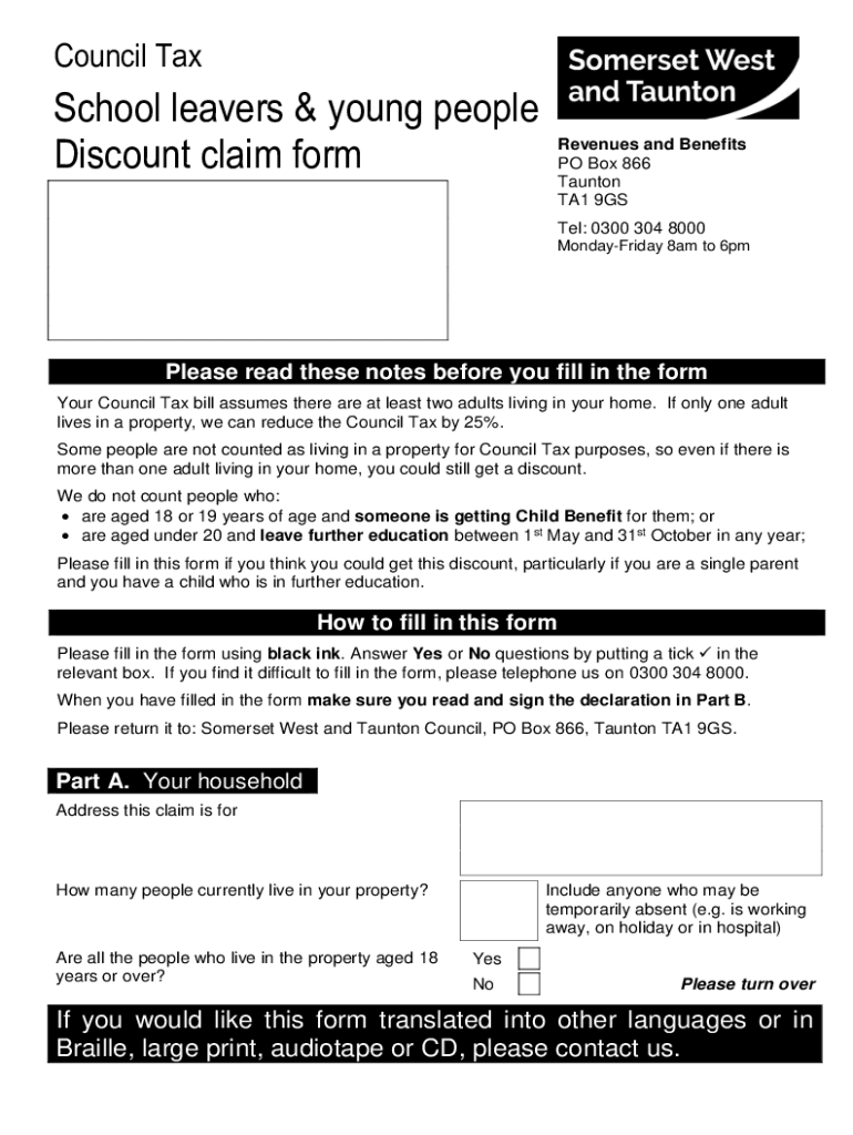 Fillable Online Council tax single person discount claim form ...