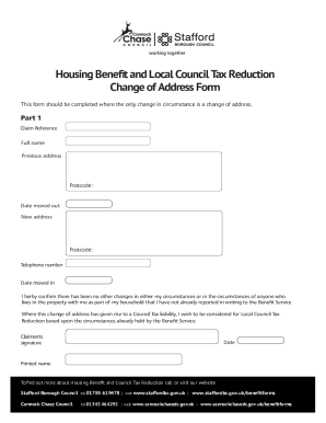 Fillable Online Housing Benefit and Local Council Tax Reduction Change ...