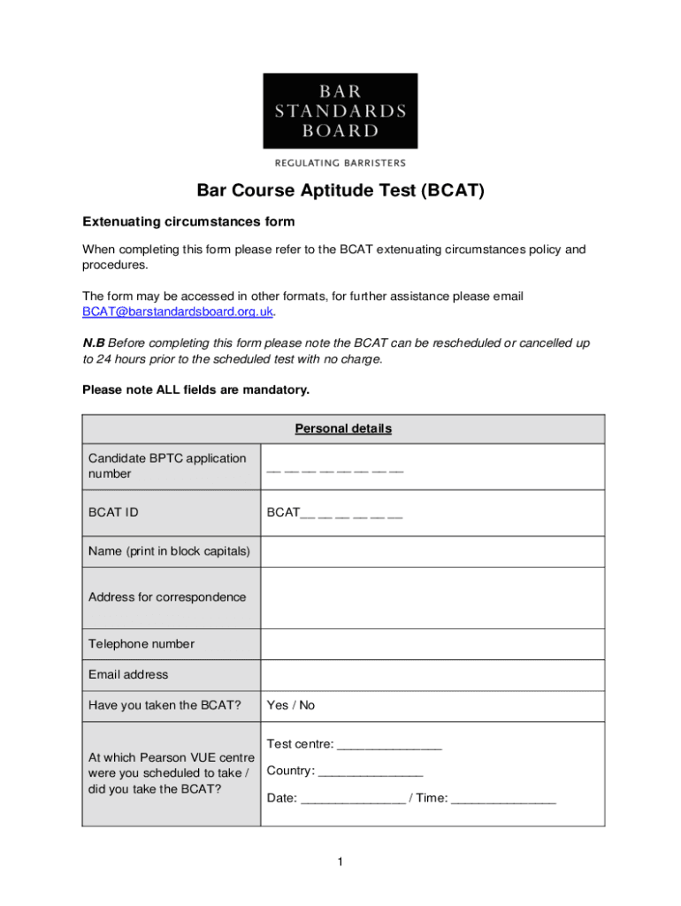 Fillable Online Bar Course Aptitude Test (BCAT) OverviewThe Lawyer ...