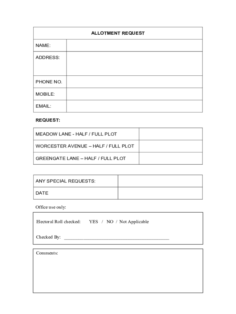 Fillable Online ALLOTMENT REQUEST FORM Fax Email Print - pdfFiller