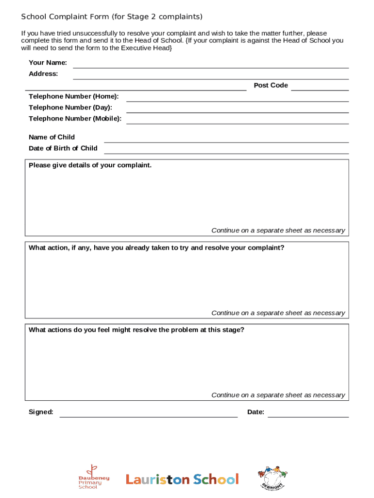 School Complaints Model Complaints Doc Template | pdfFiller
